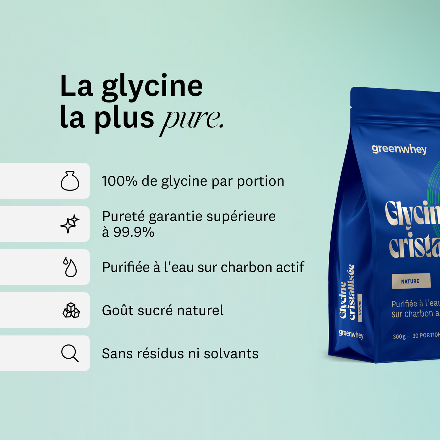 Glycine cristallisée | Acide aminé pure à plus de 99,99%